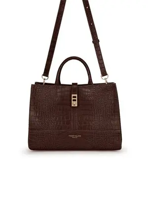TEDDY BLAKE Lola Croco Handbag - Brown
