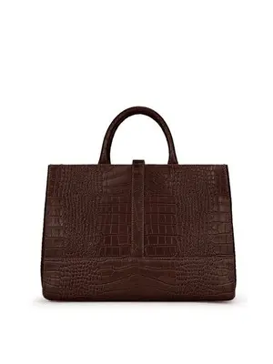 TEDDY BLAKE Lola Croco Handbag - Brown