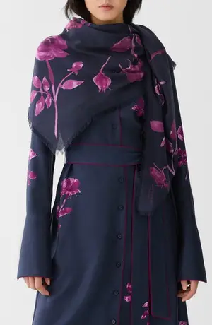 Lafayette 148 New York Cashmere & Silk Floral Shawl