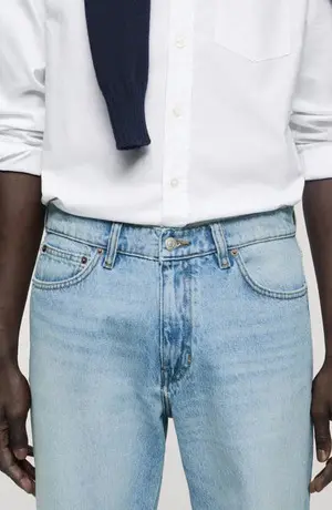 Mango Straight Leg Jeans - Medium Blue