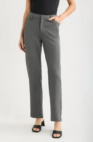 CITY BLUES High Waist Straight Leg Pants - Heather Gray