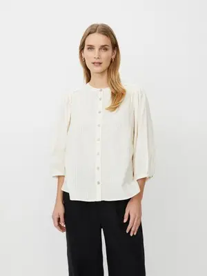 MASAI COPENHAGEN Pintucked 3/4 Sleeve Shirt - Whitecap