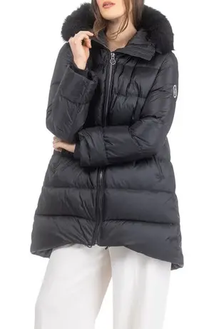 Gorski Apres-ski Horizontal Parka Coat With Detachable Toscana Lamb Hood Trim
