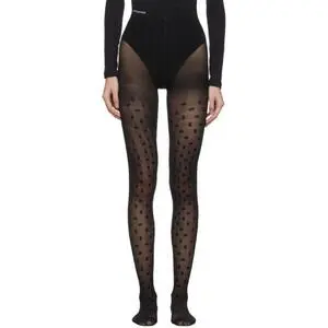 Balenciaga Balenciaga Black BB All Over Flock Tights - 1000 Black