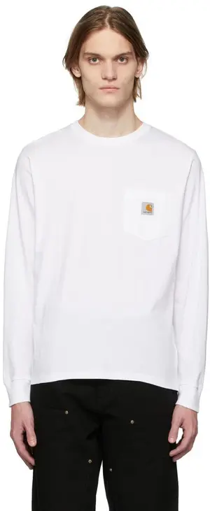 Carhartt Work In Progress Carhartt Work In Progress Black Pocket Long Sleeve T-Shirt 0200 White