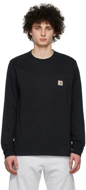 Carhartt Work In Progress Carhartt Work In Progress Black Pocket Long Sleeve T-Shirt 1c00 Dark Navy
