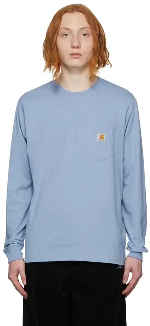 Carhartt Work In Progress Carhartt Work In Progress Black Pocket Long Sleeve T-Shirt Wv00 Wave