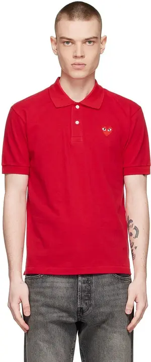 Play Comme Des Garcon COMME Des GARÇONS PLAY Navy Heart Polo 4 Red