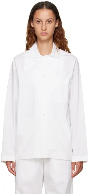 TEKLA Tekla Beige Long Sleeve Pyjama Shirt - Alabaster