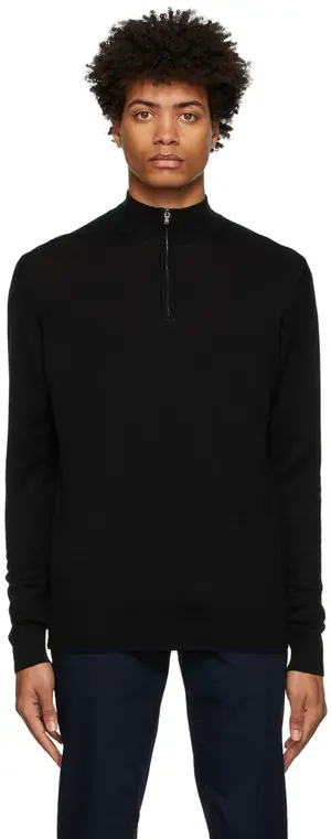 Sunspel Sunspel Black Half-Zip Sweater Bkaa Black