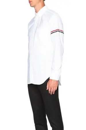 Thom Browne Classic Button Down With Grosgrain Armbands - White