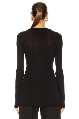 Enza Costa Cashmere Cuffed Crew Tee - Black