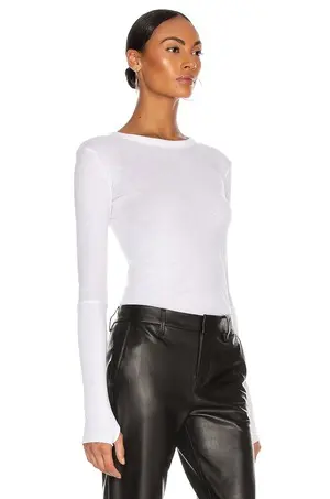 Enza Costa Cashmere Cuffed Crew Tee - White