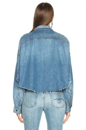 R13 Cropped Denim Shirt - Brindley