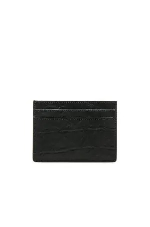 Saint Laurent Croc Embossed Cardholder - Black