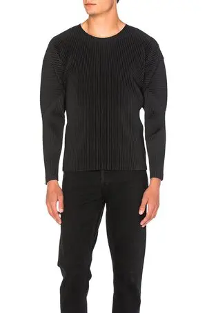 Issey Miyake Homme Plissé Long Sleeve Tee - Black