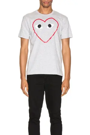 Play Comme Des Garcon Heart Logo Tee - Grey