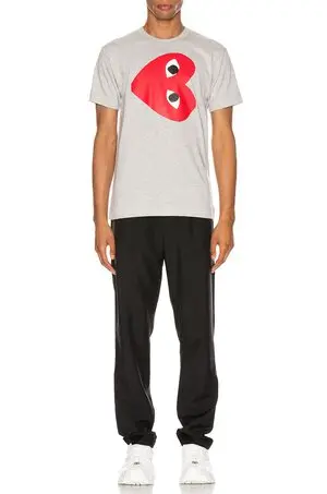 Play Comme Des Garcon Sideways Heart Logo Tee - Grey