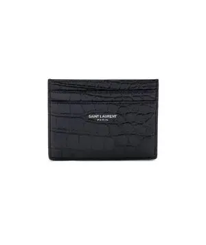 Saint Laurent Croc Leather Card Case