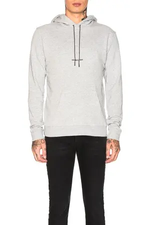Saint Laurent French Terry Hoodie With Drawstring - Grey