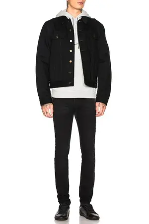Saint Laurent French Terry Hoodie With Drawstring - Grey