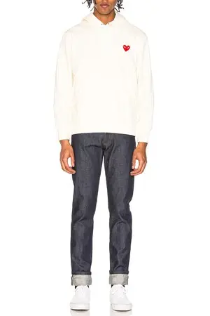 Play Comme Des Garcon Zip Poly Hoodie With Red Emblem
