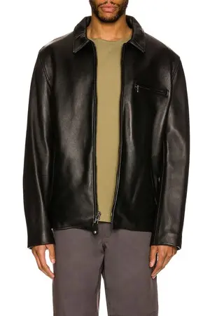 SCHOTT Collar Lamb Leather Jacket - Black