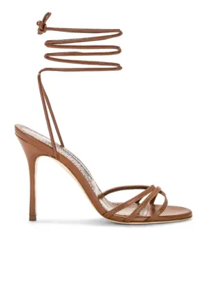 Manolo Blahnik Brown Leather Leva Sandals Brown