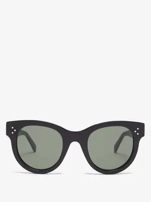 Celine Celine Eyewear - Round Acetate Sunglasses - Womens - Black - ONE SIZE - Black