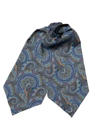 ELIZABETTA Bugatti Silk Ascot Cravat - Petrol Blue