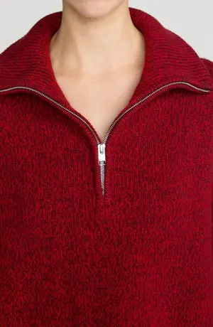 FRAME The Half Zip Marled Sweater
