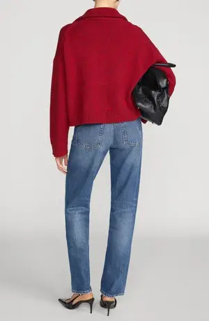 FRAME The Half Zip Marled Sweater