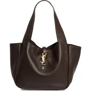 Saint Laurent Le 5 À 7 Bea Leather Tote - Marron Fonce