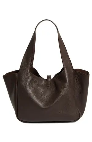Saint Laurent Le 5 À 7 Bea Leather Tote - Marron Fonce