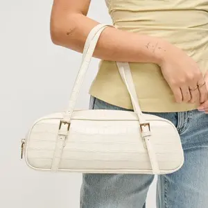 URBAN EXPRESSIONS URBAN EXPRESSIONS HANDBAGS Athena Croc-Embossed Shoulder Bag Ivory