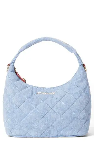 Mz Wallace Mini Metro Quilted Denim Hobo - True Light Denim