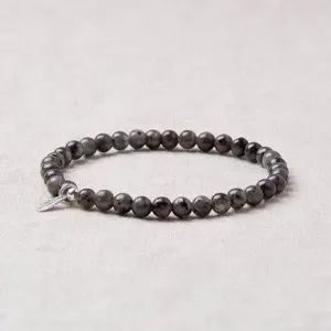 TINY RITUALS Larvikite Labradorite Beaded Bracelet - Black Labradorite