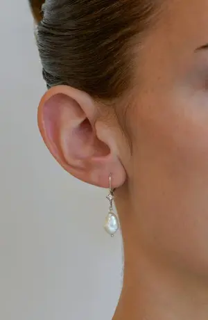 Anzie Emilia Gothic Star Cultured Pearl Drop Earrings