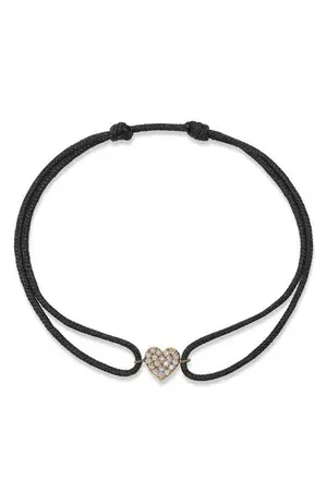 Anzie Love Letter Pavé Heart Bracelet - Black
