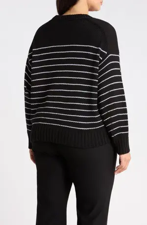 Eileen Fisher Striped Organic Cotton Crewneck Sweater