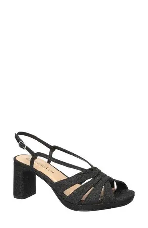BELLA VITA Chorus Slingback Platform Sandal Black-glitter