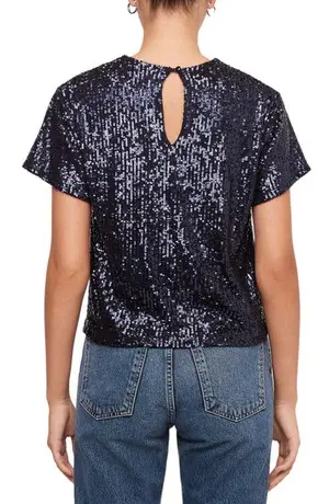 Fifteen Twenty Sequined Crewneck Top