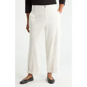 Eileen Fisher Organic Cotton Ankle Straight Leg Pants - Plaster