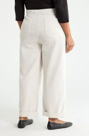 Eileen Fisher Organic Cotton Ankle Straight Leg Pants - Plaster
