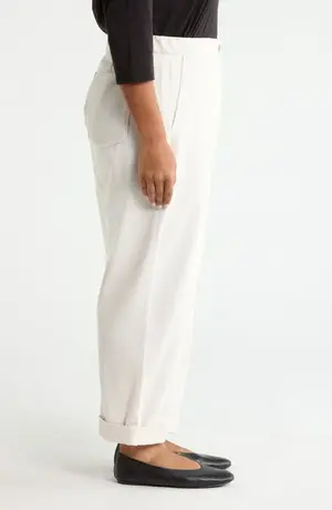 Eileen Fisher Organic Cotton Ankle Straight Leg Pants - Plaster