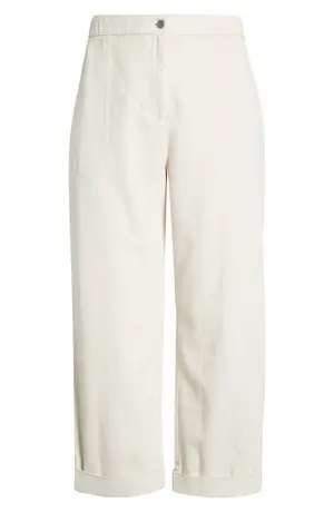 Eileen Fisher Organic Cotton Ankle Straight Leg Pants - Plaster