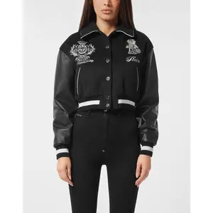 Philipp Plein Wool And Leather College Bomber Teddy