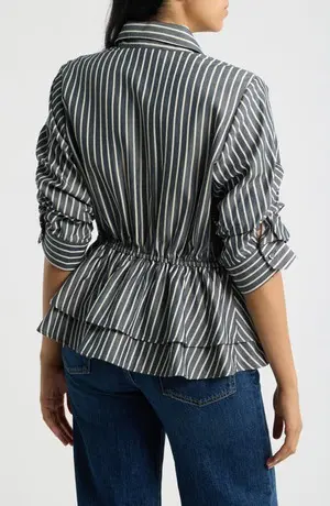 Wit & Wisdom Stripe Double Peplum Blouse