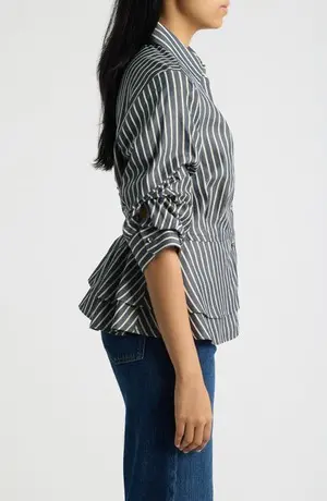 Wit & Wisdom Stripe Double Peplum Blouse