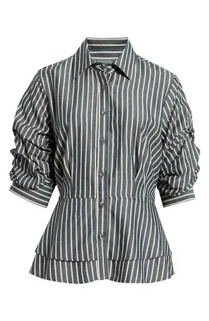 Wit & Wisdom Stripe Double Peplum Blouse